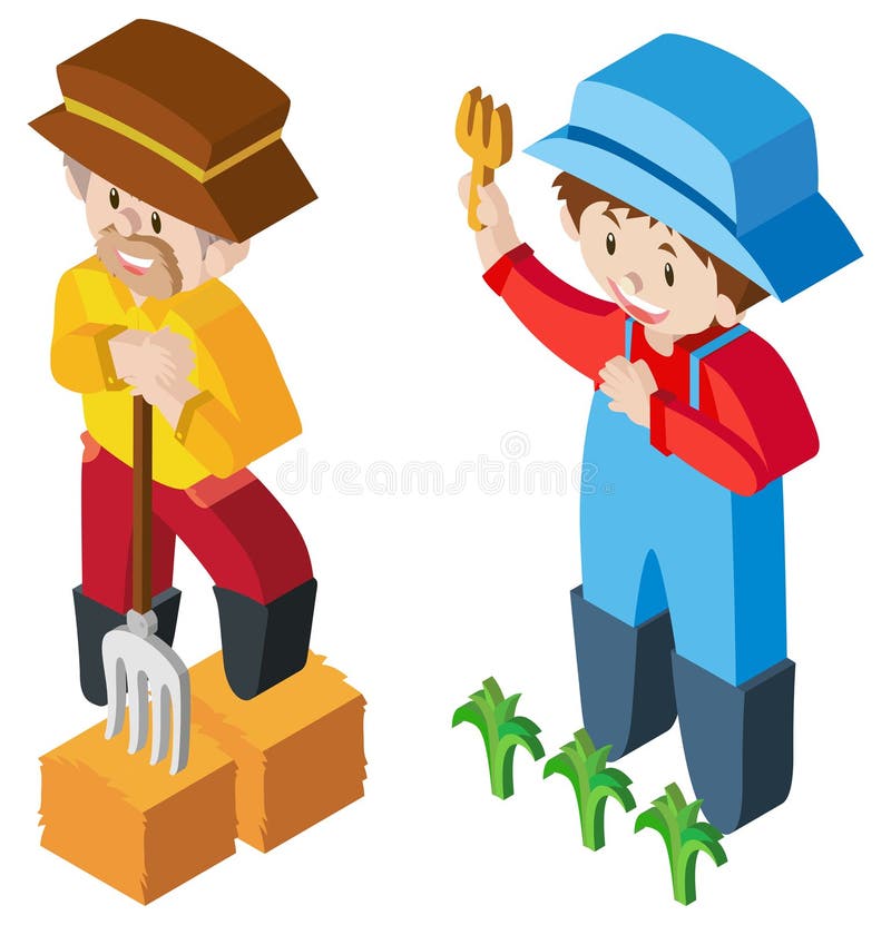 Two Farmers Cartoon Illustration Stock Illustration - Illustration of ...
