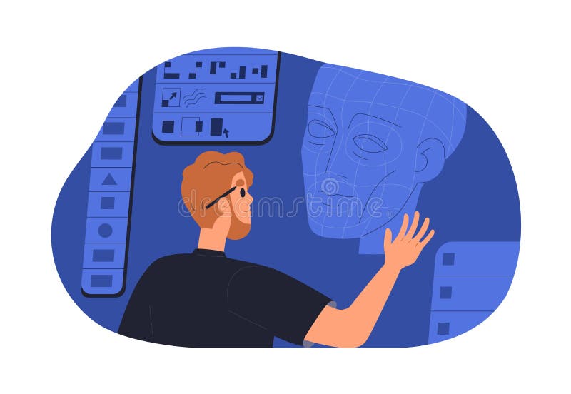 3d Designer Artist Designing, Developing, Creating Head Model. Creative ...