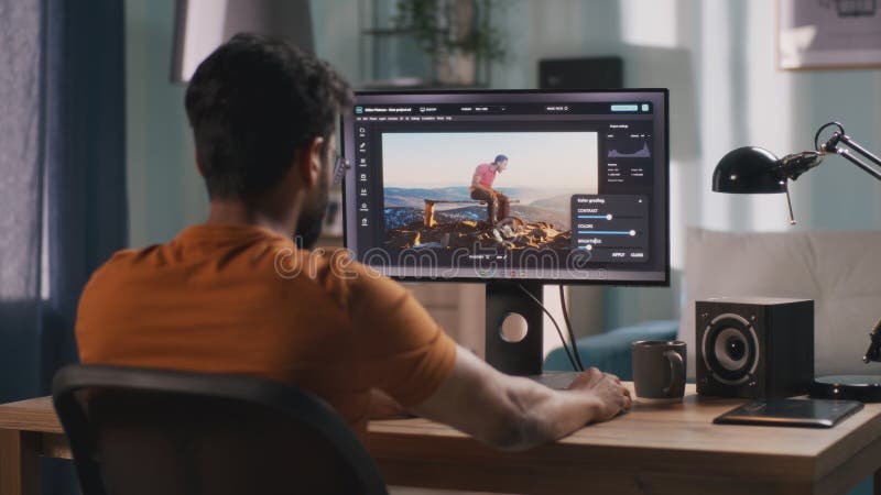 3D Designer Editing Video on Computer Stock Photo - Image of editor ...