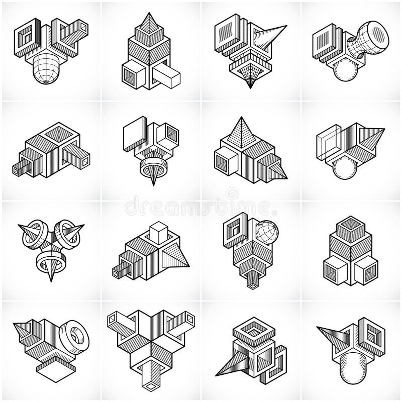 3D Designs, Abstract Vector Shapes Stock Vector - Illustration of ...