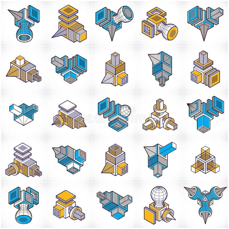 3D Designs, Abstract Vector Shapes Stock Vector - Illustration of ...