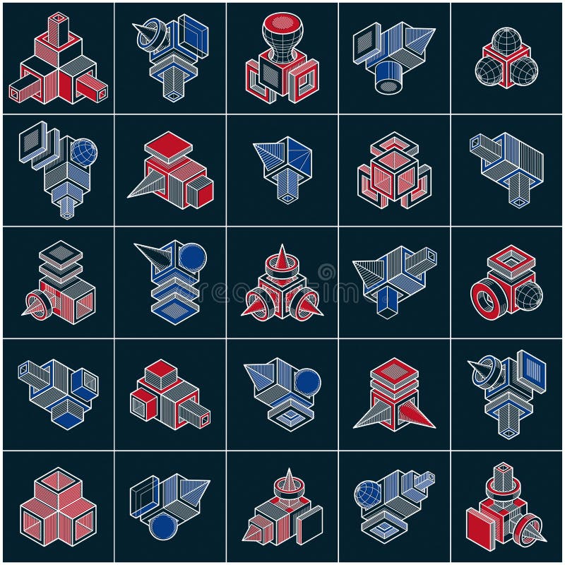 3D Designs, Set of Abstract Vector Shapes.Abstraction, Special Artistic ...