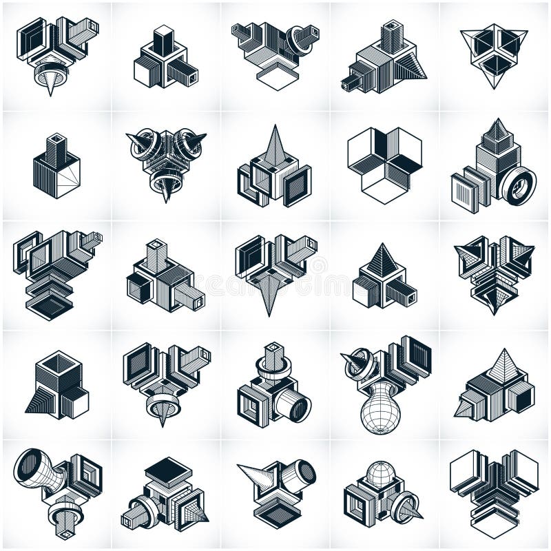 3D Designs, Set of Abstract Vector Shapes Stock Vector - Illustration ...