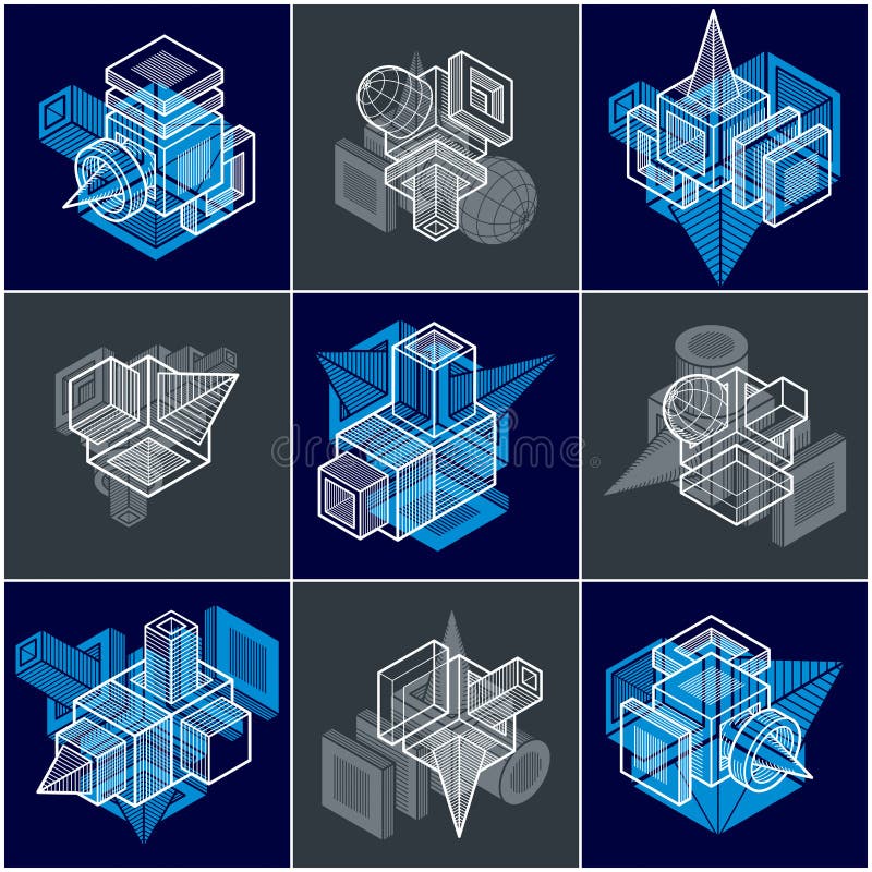 3D Designs, Set of Abstract Vector Stock Vector - Illustration of ...