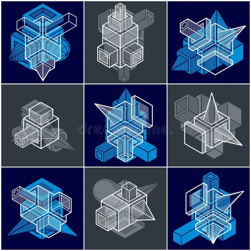 3D Designs, Set of Abstract Vector Shapes. Stock Vector - Illustration ...