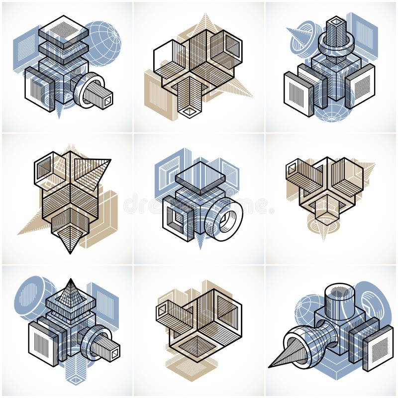 3D Designs, Set of Abstract Vector Shapes. Stock Vector - Illustration ...