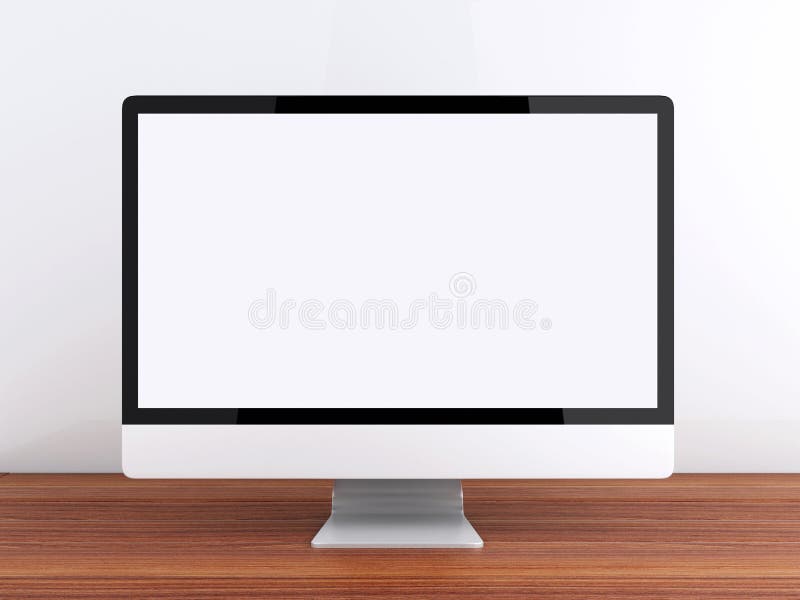 3d Desktop with Computer. Mock Up Stock Illustration - Illustration of ...