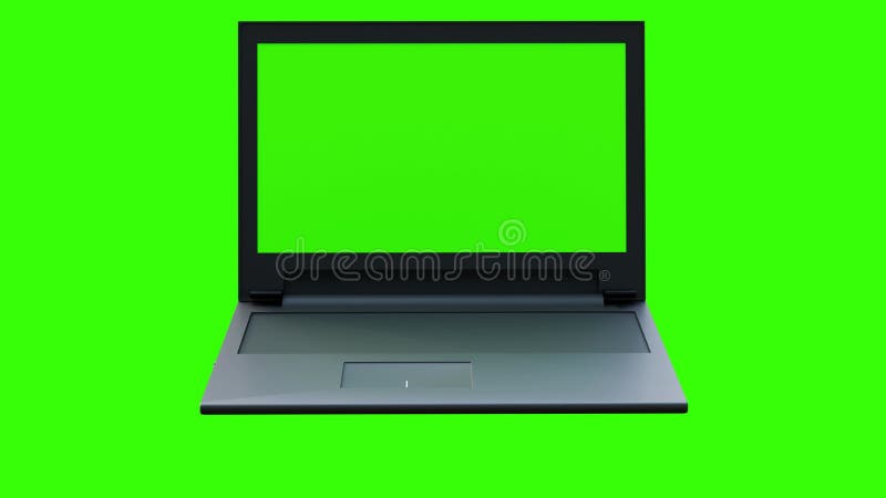 Laptop with Mock Up Green Screen Chroma Key Display on Desk in Loft ...