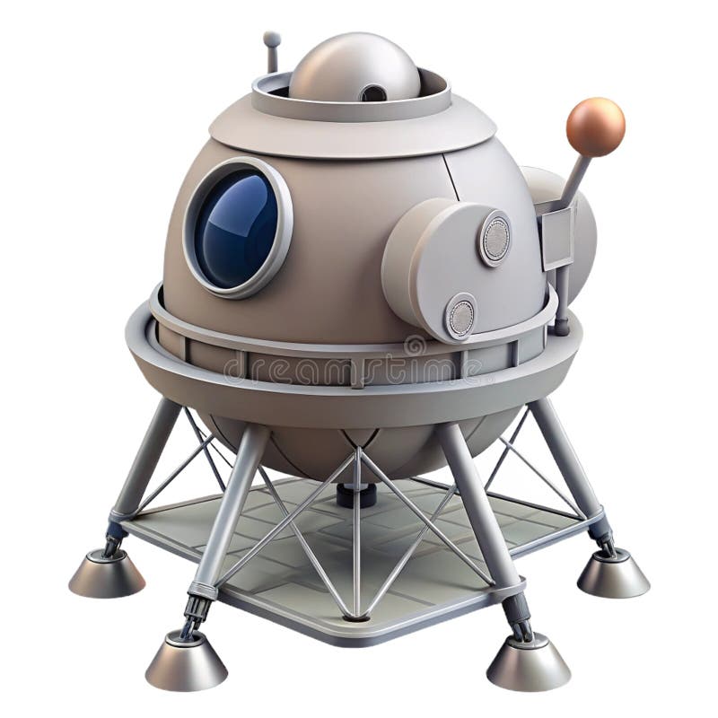 3D Detailed Lunar Landing Module on White Background Stock Illustration ...