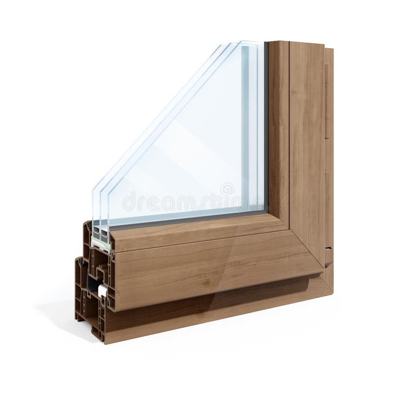 3d Detailed Window Frame Profile Section Stock Illustration ...