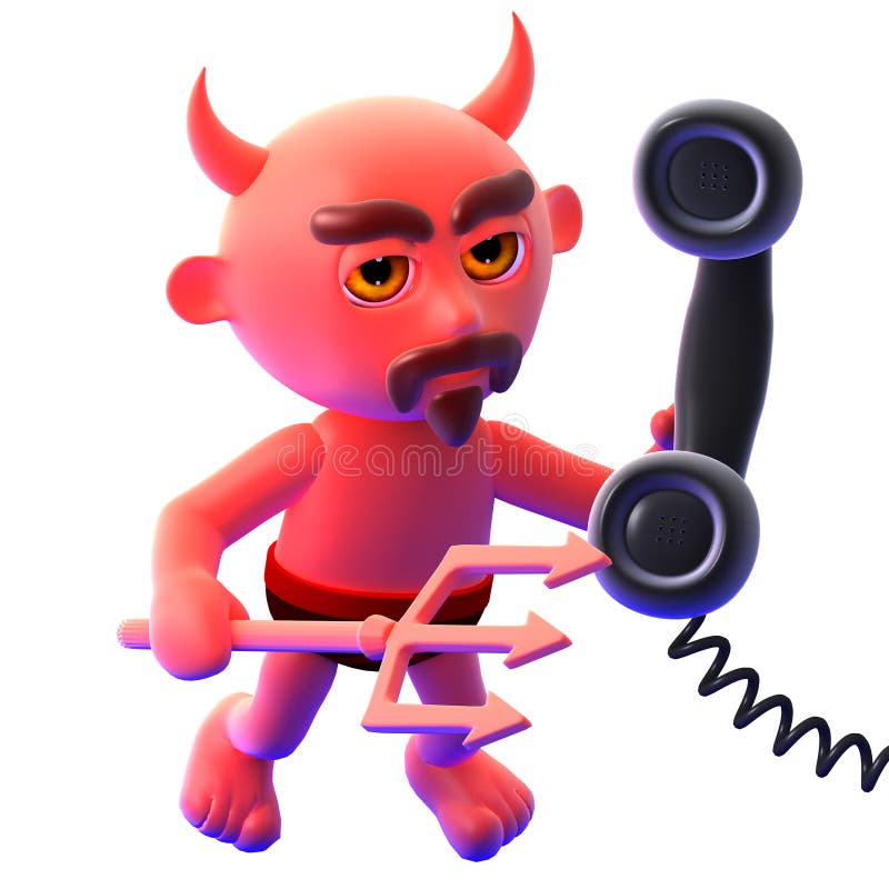 3d Devil answers the phone stock illustration. Illustration of naughty ...