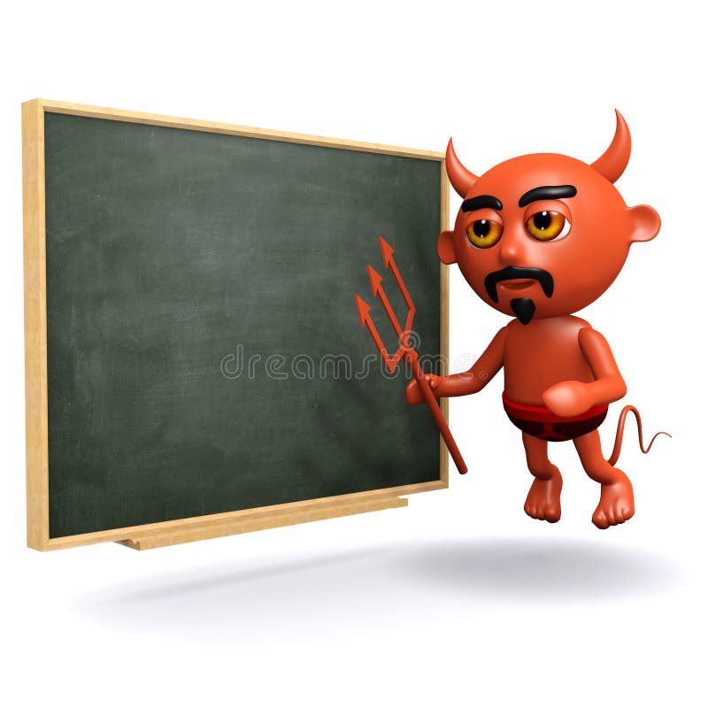3d Devil at the blackboard stock illustration. Illustration of demon ...