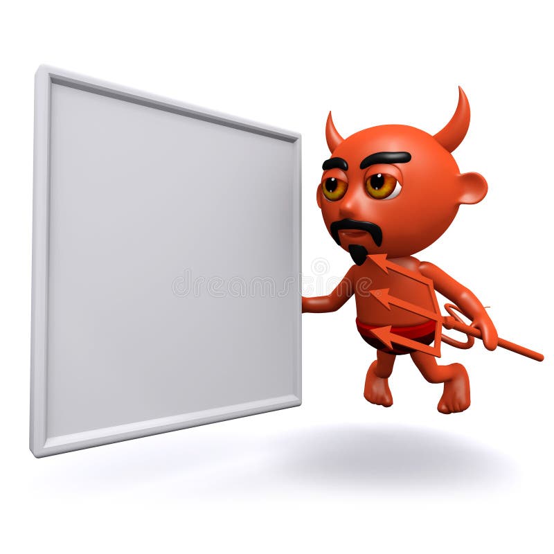 3d Devil with a Blank Banner Stock Illustration - Illustration of ...