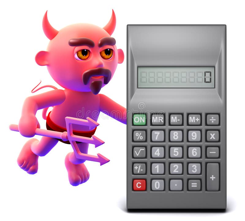 3d Devil with a calculator stock illustration. Illustration of isolated ...