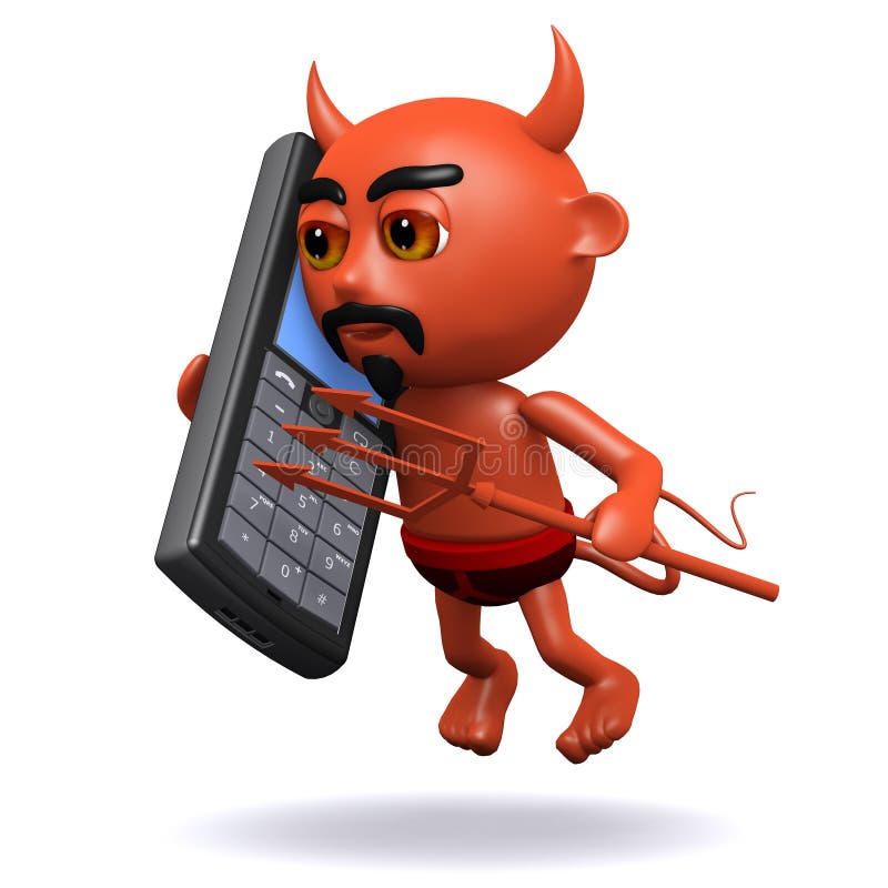 3d Devil Chats on a Mobile Phone Stock Illustration - Illustration of ...
