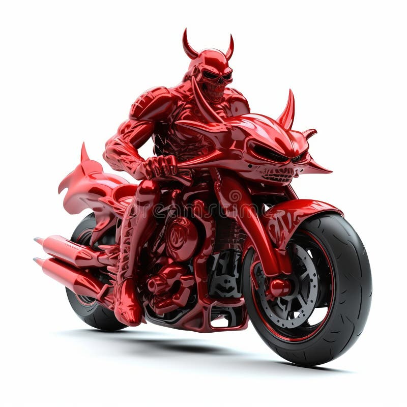 3d Devil on Motorcycle in Full Body Isolated on White Background Stock ...