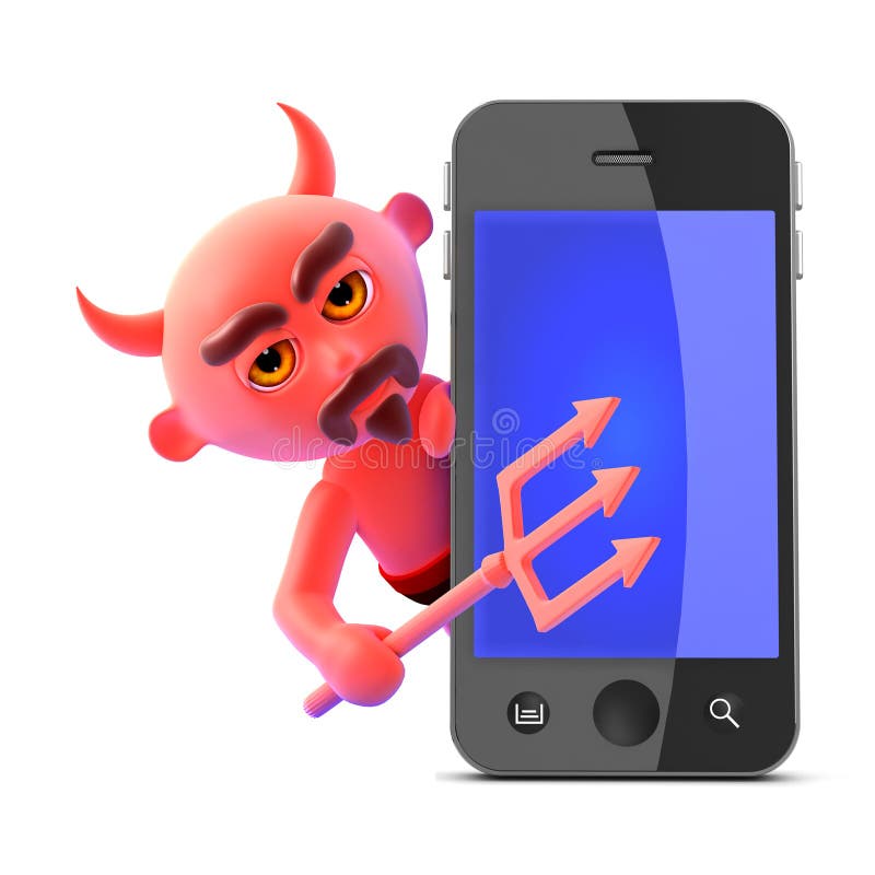 3d Devil Finds a Smartphone Stock Illustration - Illustration of ...