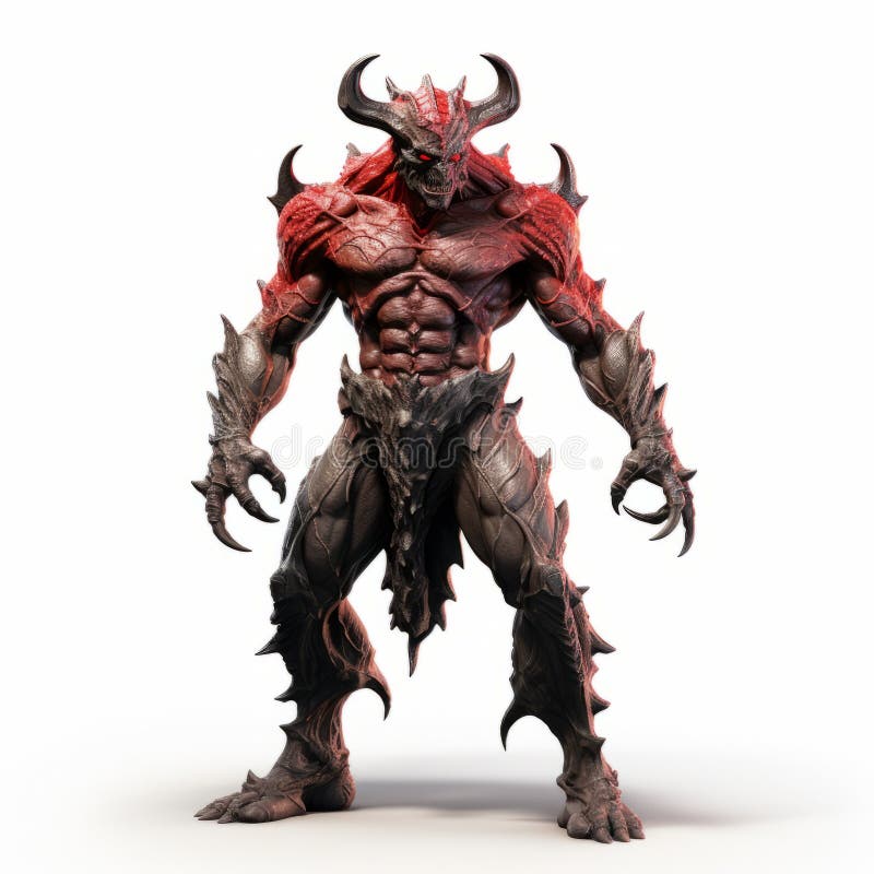 3d Devil Illustration with Big Horns in Cryengine Style Stock ...