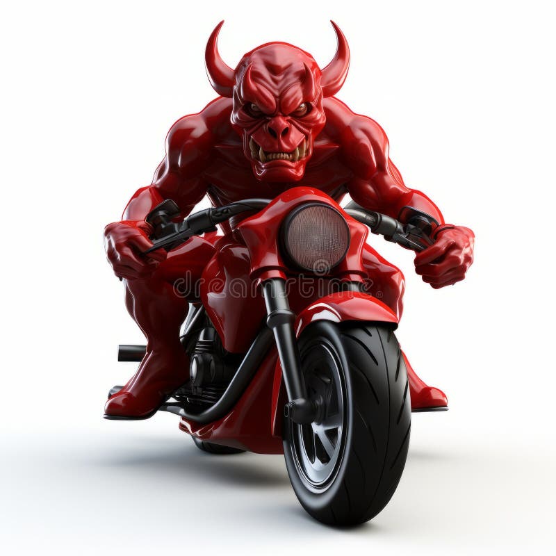 3d Devil on Motorcycle - Full Body Isolated on White Background Stock ...