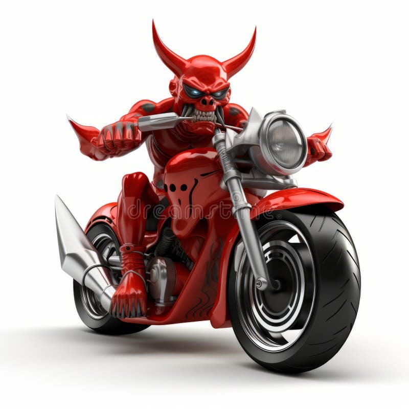 3d Devil on Motorcycle - Full Body Sitting Pose - Isolated Stock ...
