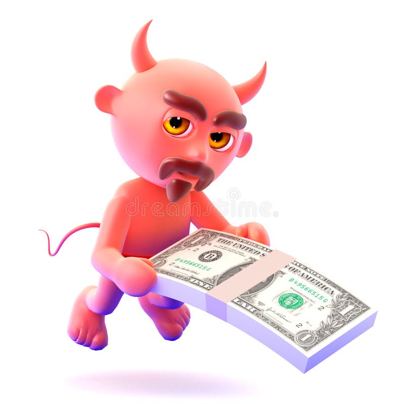 3d Devil Offers You US Dollars Stock Illustration - Illustration of ...
