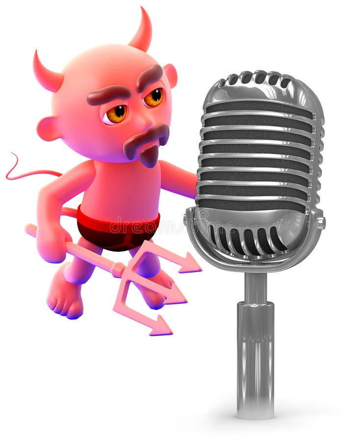 3d Devil with a Retro Microphone Stock Illustration - Illustration of ...