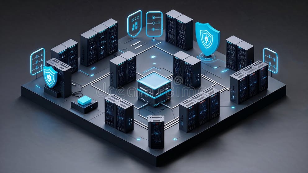 3d Diagram of a Modern Computer Network and Data Center Stock ...