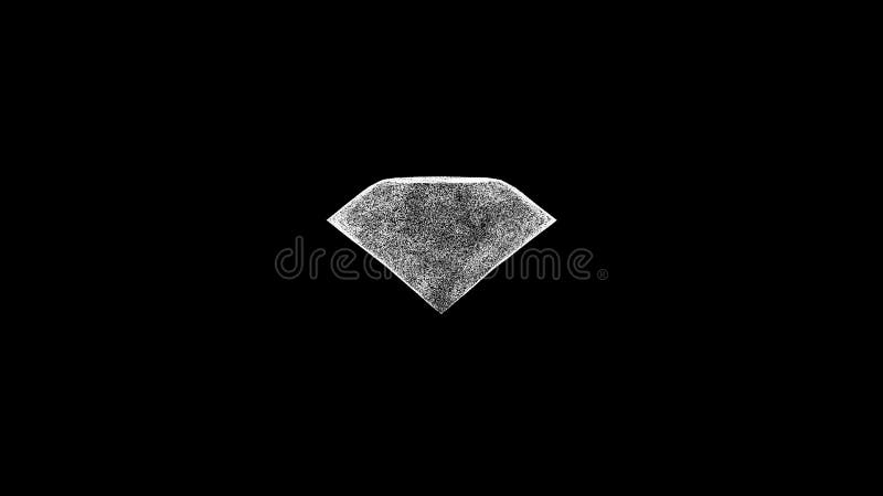 3D Diamond on Black Bg. Object Dissolved White Flickering Particles ...