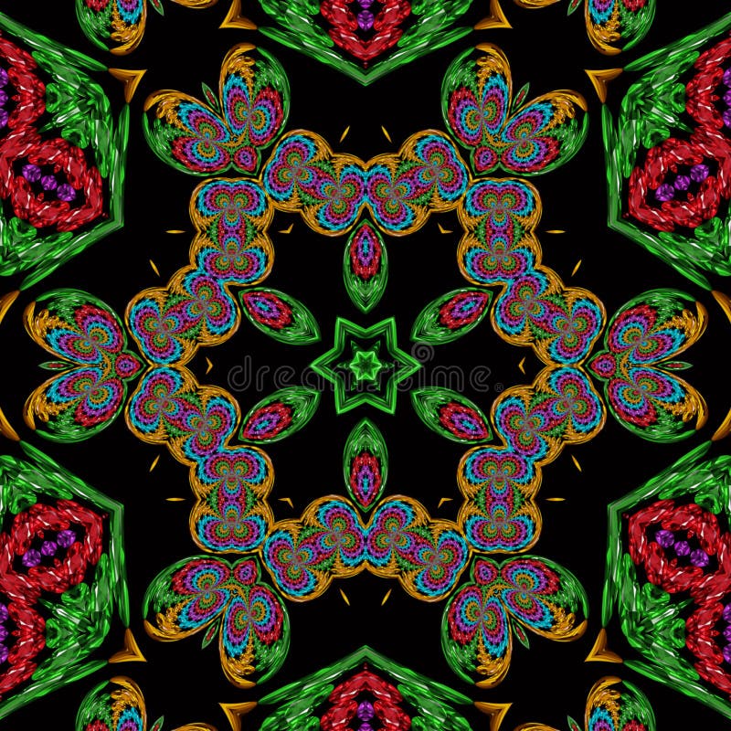 2D Diamond Kaleidoscope - Green Star. Stock Illustration - Illustration ...