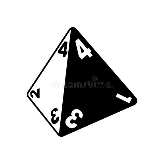 D4 Dice Silhouette. Black and White Icon Design Elements on Isolated ...