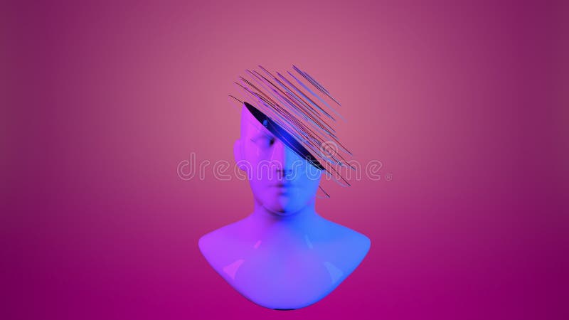 3d Digital Abstract Human Face on a Dark Background. Futuristic Face ...