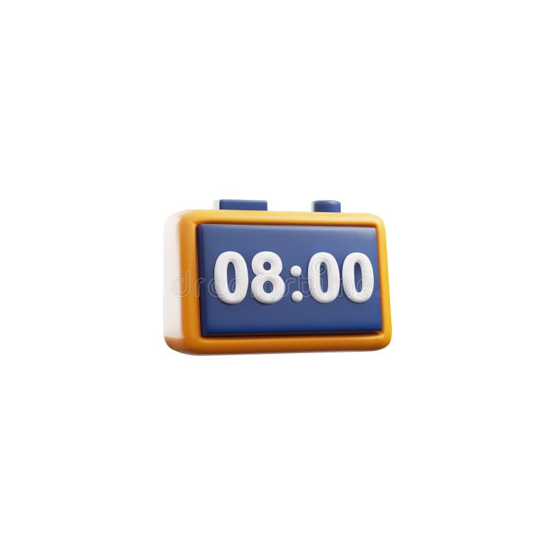 3D Digital Alarm Clock Displaying 08.00, Electronic Watch, Sleeping or ...