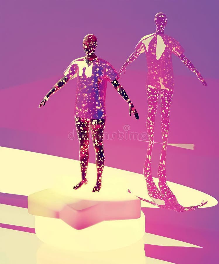 A 3D Digital Art Piece Featuring a Translucent Figure Standing on a ...