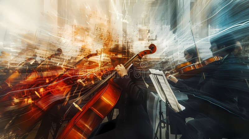 Symphony of Elements: Musical Fusion with Nature and Fire Stock ...