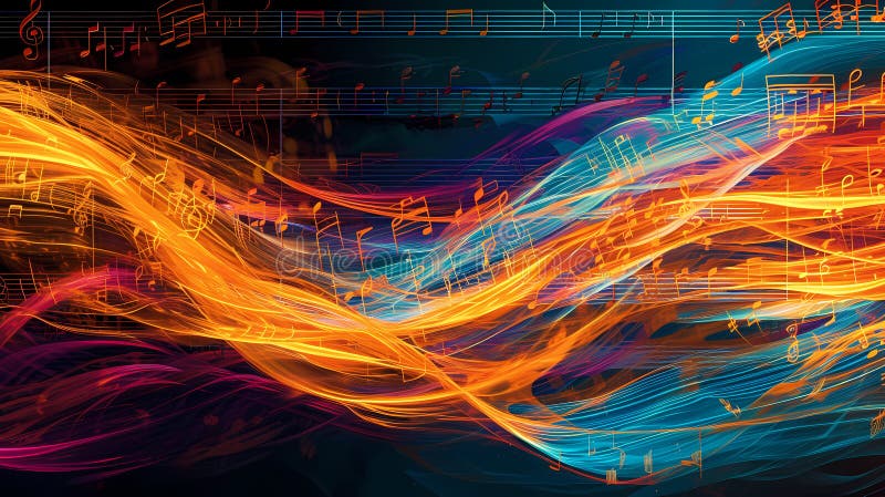 Symphony of Elements: Musical Fusion with Nature and Fire Stock ...