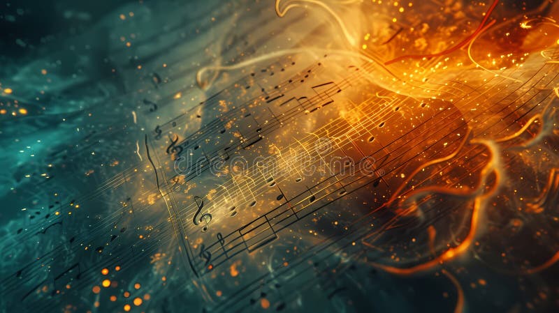 Symphony of Elements: Musical Fusion with Nature and Fire Stock ...