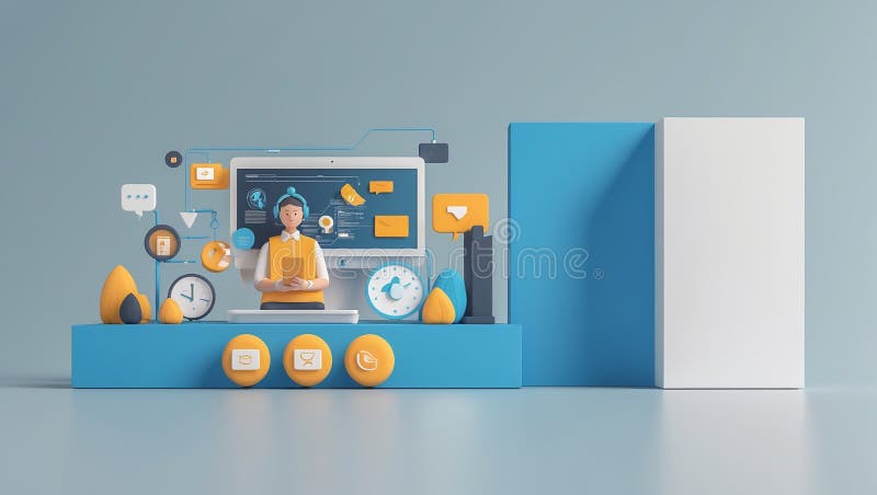 3D Digital Assistant Interface in Modern Style Stock Illustration ...