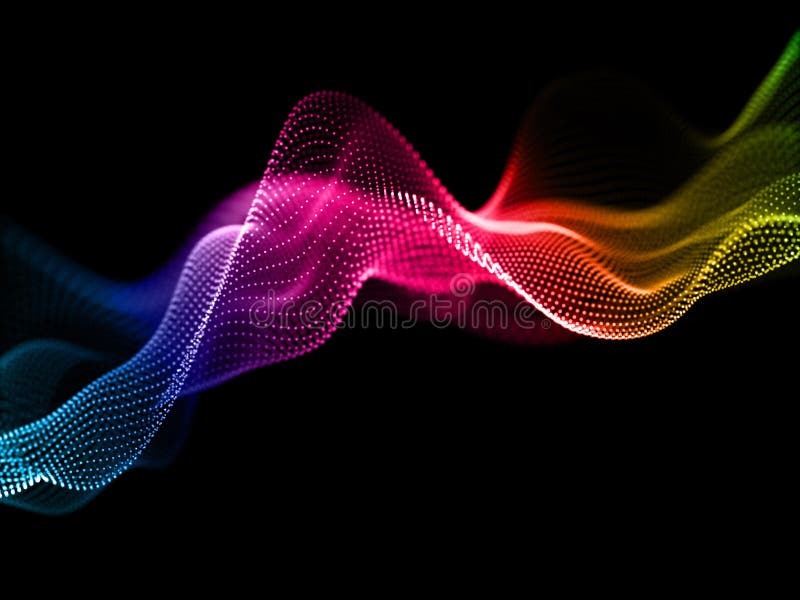 3D Digital Background with Flowing Rainbow Coloured Techno Particles ...