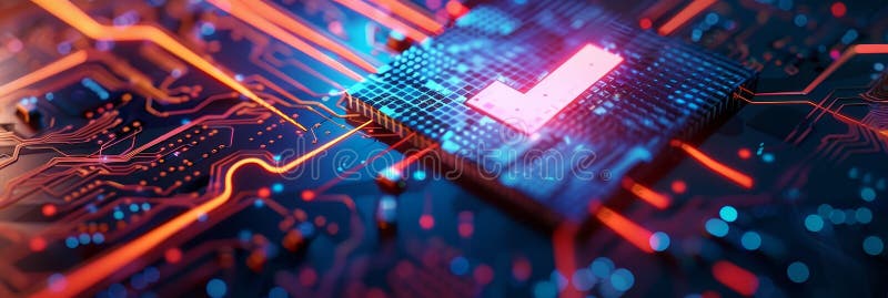 3D of a Digital Checkmark Icon on a Vibrant Circuit Board,symbolizing ...
