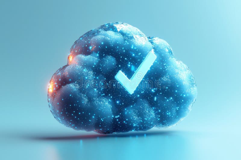 3d Cloud Icon Checkmark Symbol White Background Stock Photos - Free ...