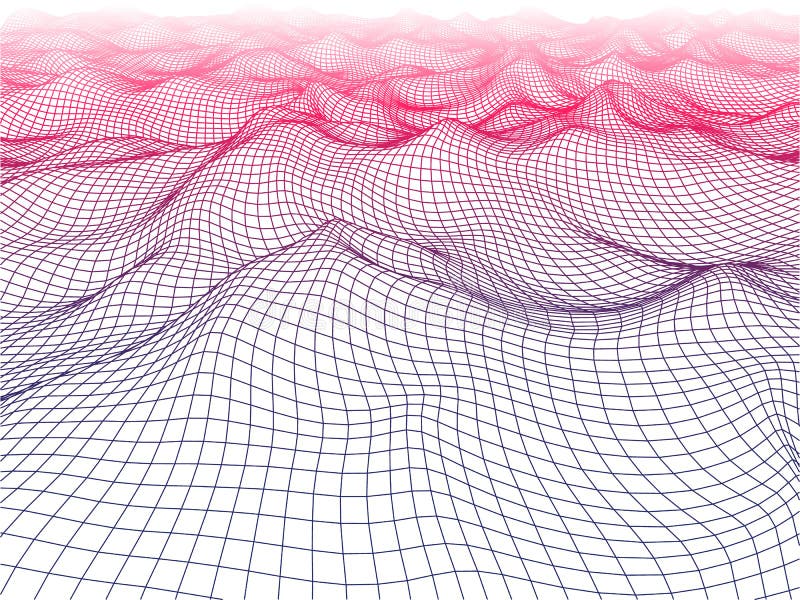 3D Digital Color Wave Mesh. Futuristic Vector Concept. Stock Vector ...