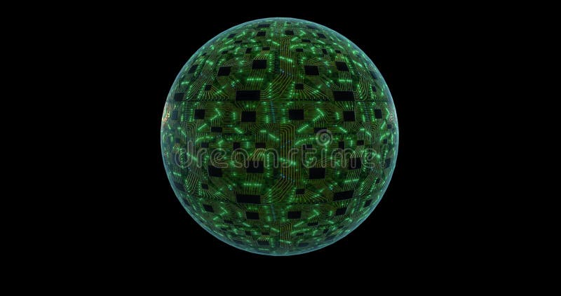 3D Digital Concept, Sphere Planet with Circuit Board and Cpu. Digital ...