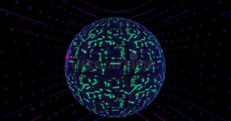 3D Digital Concept, Sphere Planet with Circuit Board and Cpu. Digital ...