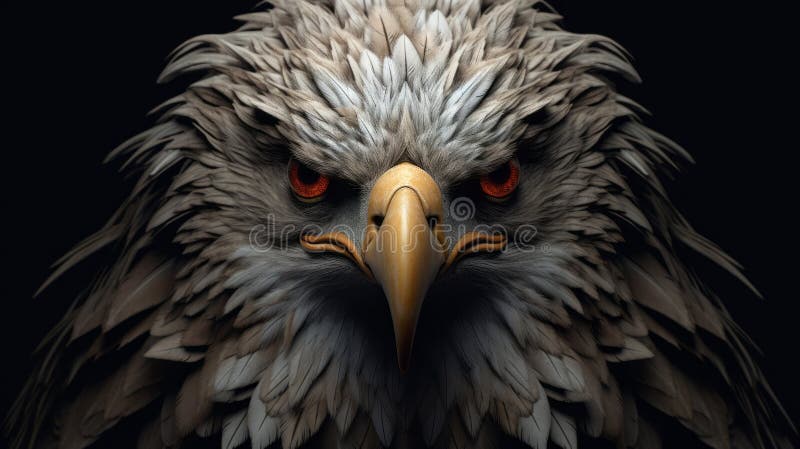 3d Digital Eagle Head with Intense Red Face Stock Illustration ...