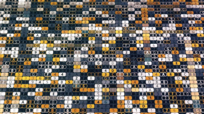 3d Digital Field with Changing Number. Animation. Hacking Computer ...