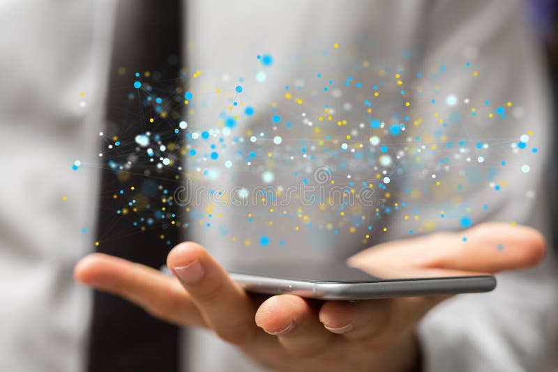 3d Digital Floating Connected Particles Coming Out of a Screen - the ...