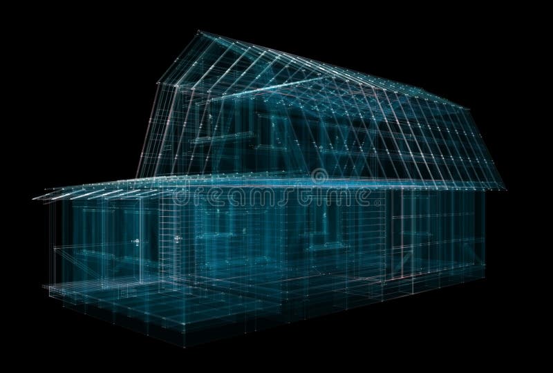 3D Digital House of Particles Stock Illustration - Illustration of data ...