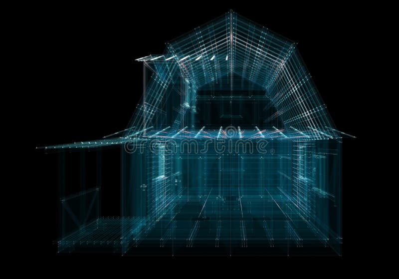 3D Digital House of Particles Stock Illustration - Illustration of ...
