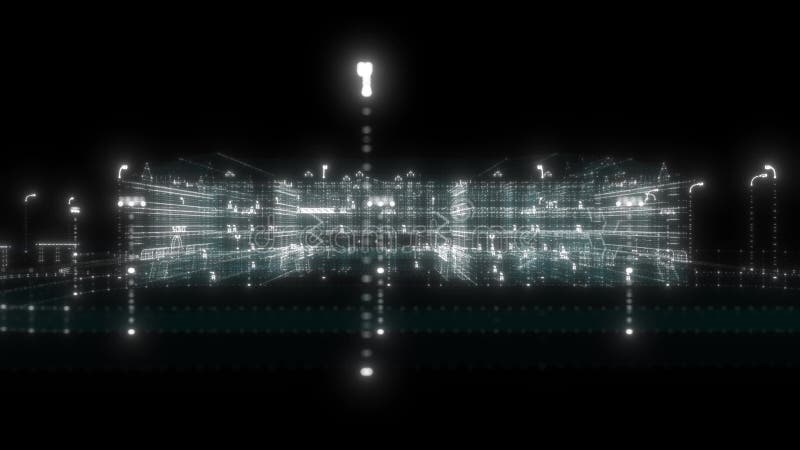 3D Digital House of Particles. Smart House Concept Stock Video - Video ...
