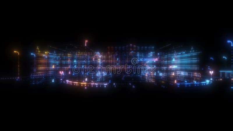 3D Digital House of Particles. Smart House Concept Stock Video - Video ...